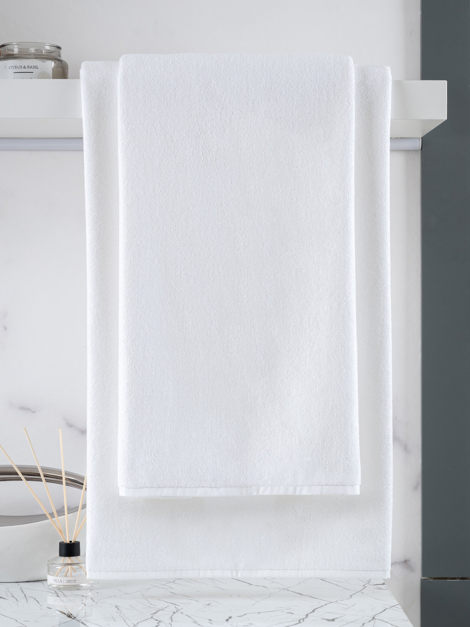 Полотенце махровое банное Росхалат, белого цвета, хлопок, 100%, размер 50x90 см , без бордюра белое , отельное