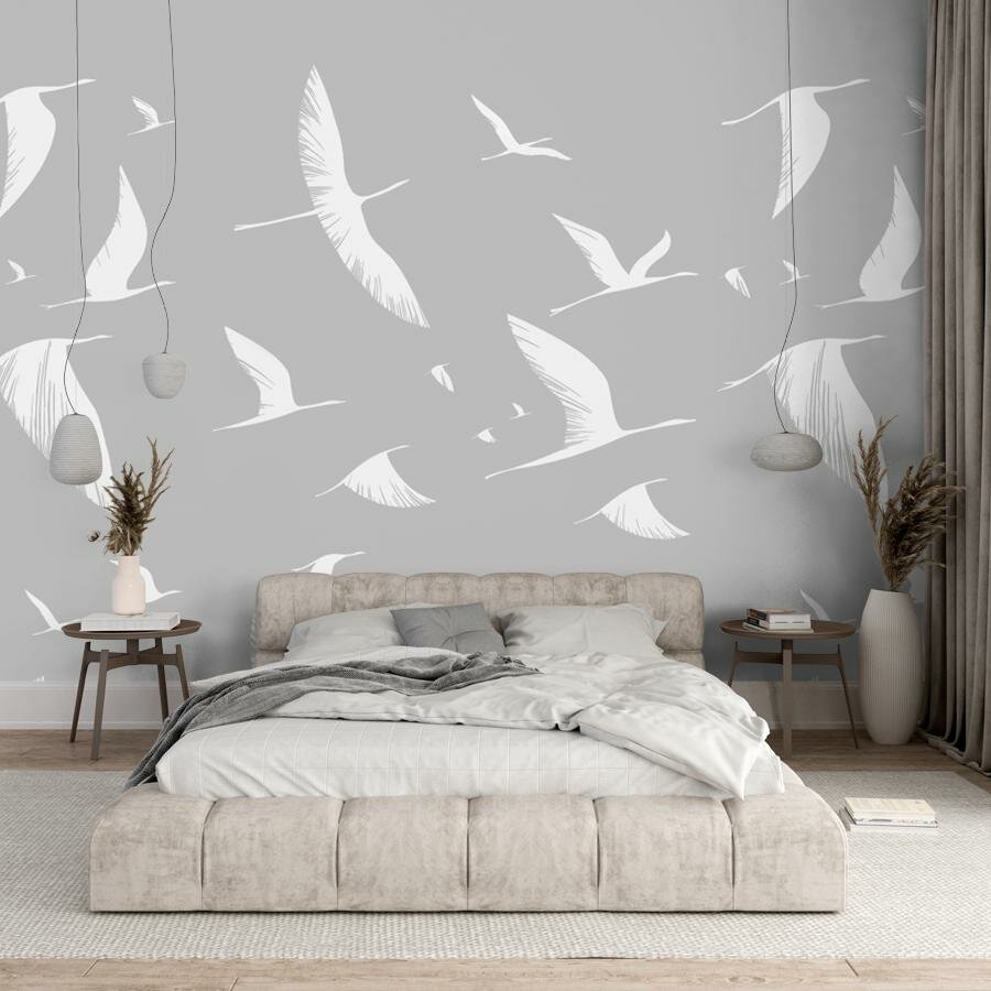 Фотообои Журавли летят 14-630-S-Песок 270 x 200 см (ВхШ) Метровые, флизелиновые, влагостойкие обои