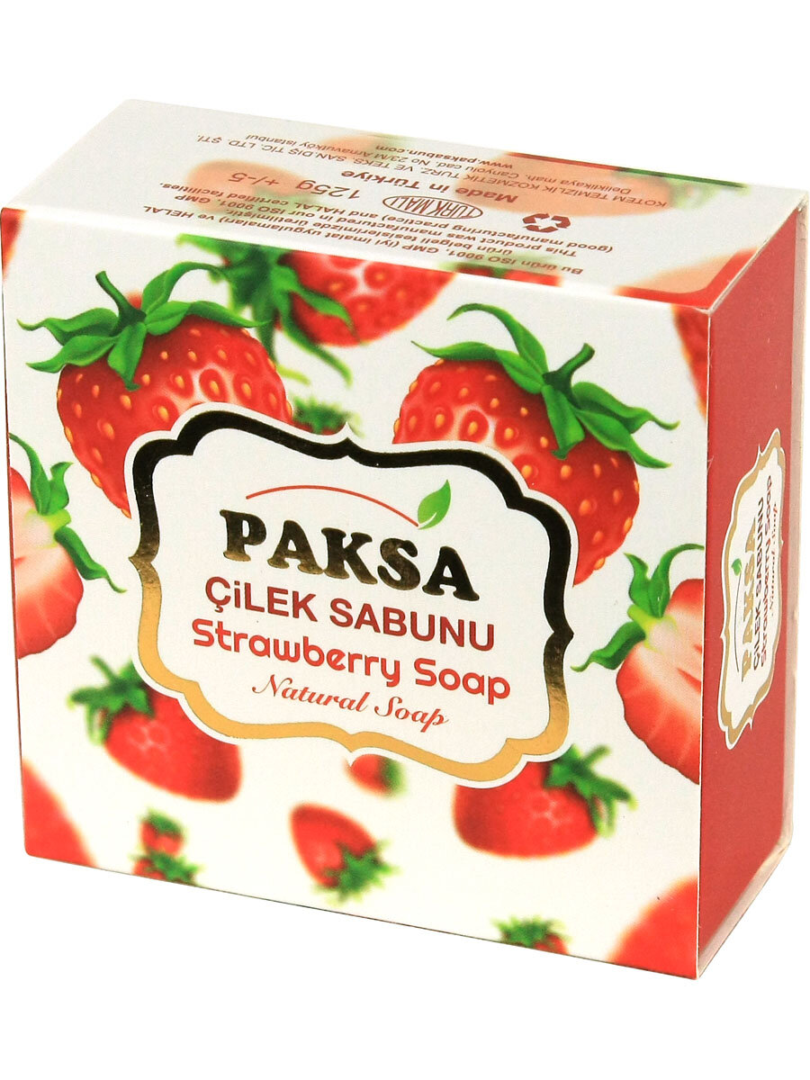 Мыло Paksa "Клубничное", турецкое, натуральное, 125 г, в коробке