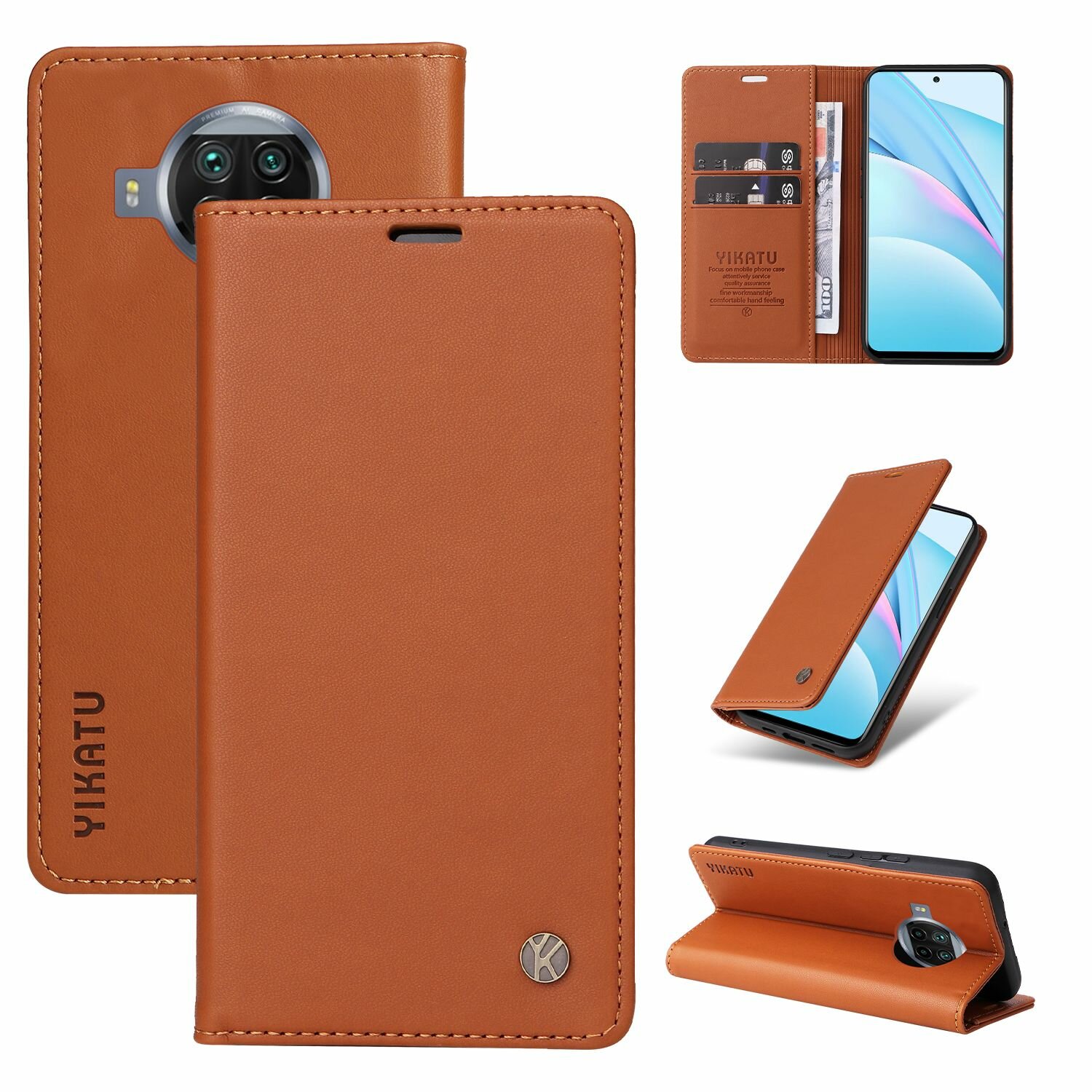 Кожаный флип-чехол для Xiaomi 10T Lite 5G, Redmi note 9 pro/ Сяоми 10Т Лайт 5Г с магнитом, отделением для карт и отделением для бумажника