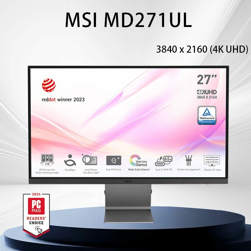 MSI 27" Монитор Modern MD271UL, черный, серый металлик, Русская вилка