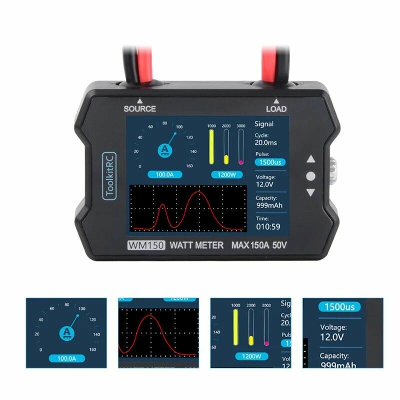 ToolkitRC WM150 150A 50В - ваттметр для четырехроторного многороторного анализатора RC