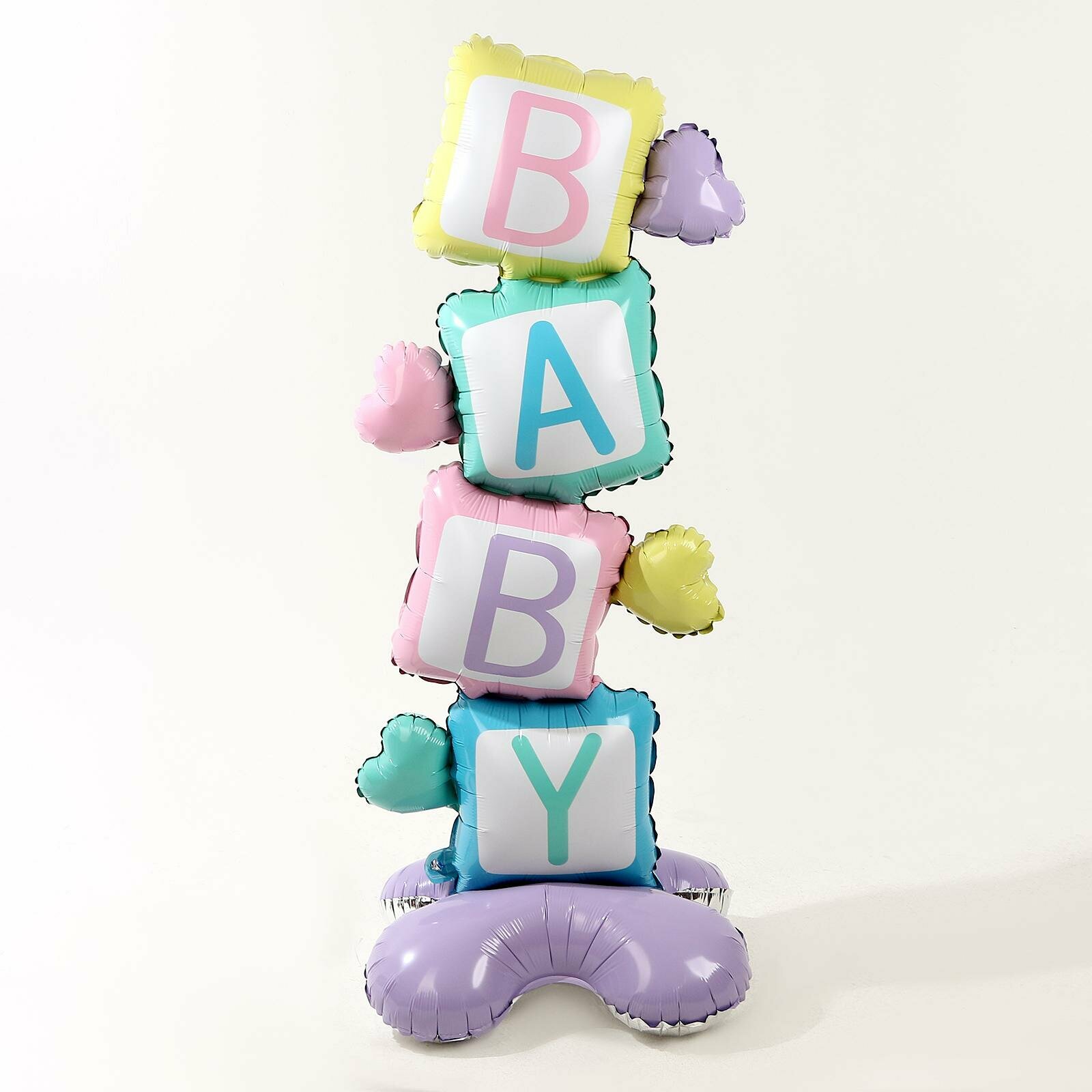 Воздушный шар Страна Карнавалия "Кубики — BABY", фольгированный, размер 62", на подставке