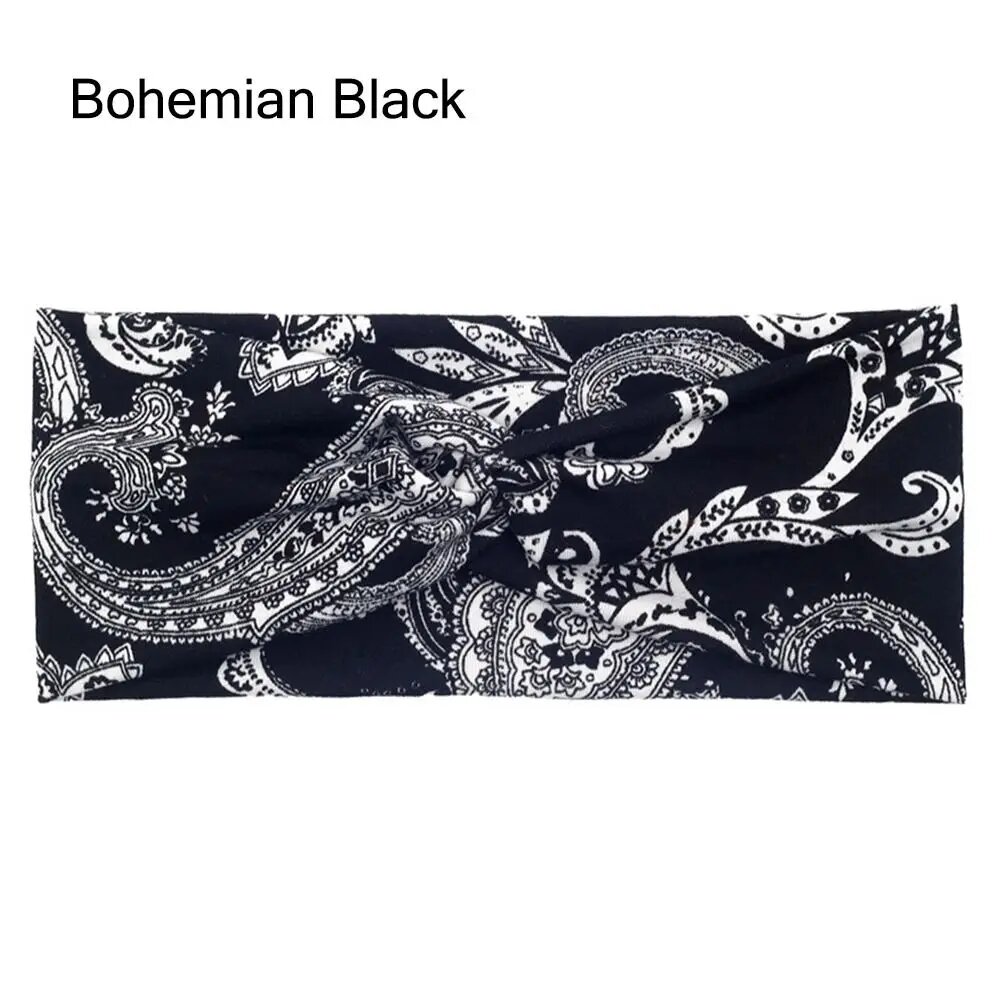 Черная повязка на голову Bohemian Black, эластичная