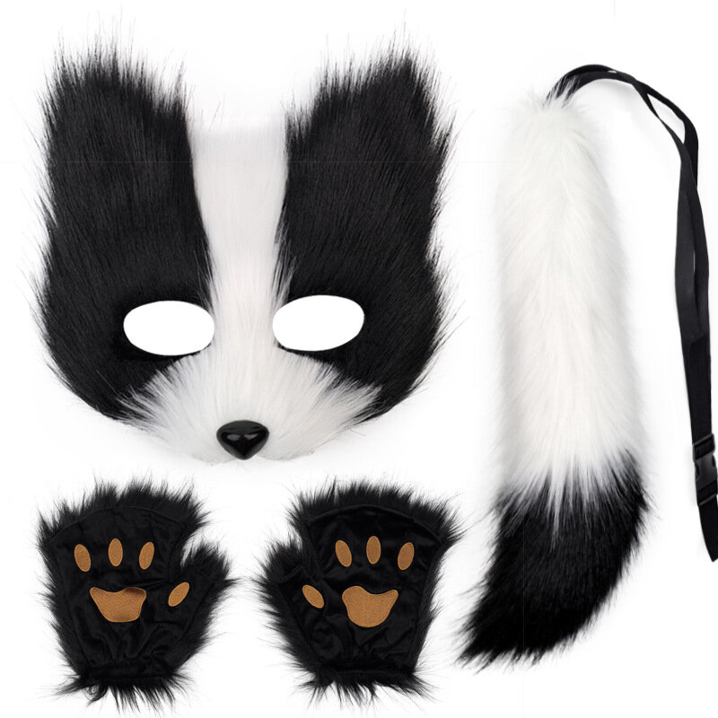Набор масок лисы "Хэллоуин", имитация плюшевого хвоста, перчатки, костюм
