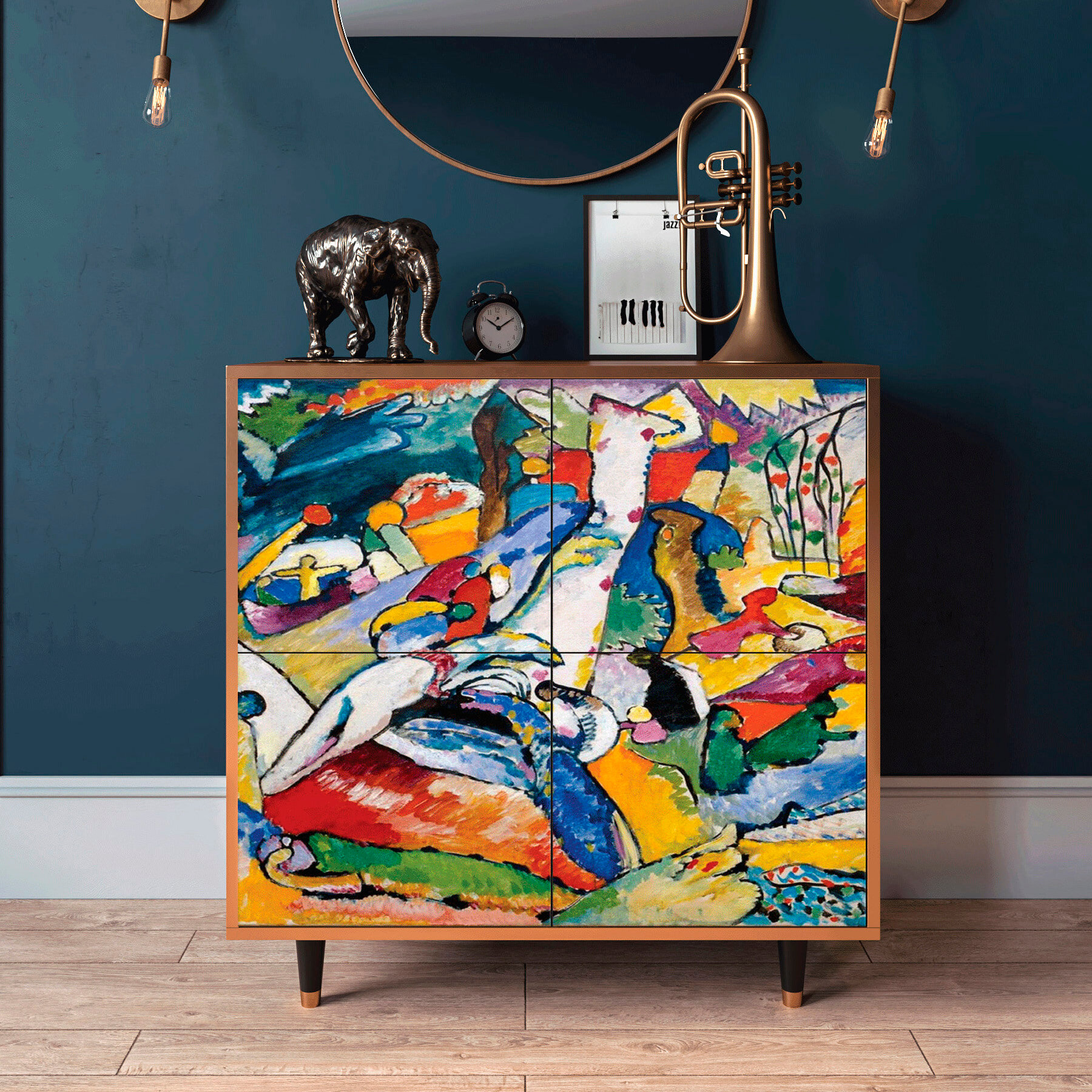 Комод - STORYZ - BS3 Improvisation 26 by Wassily Kandinsky, Размер - 94 x 96 x 48 см, Цвет корпуса - Орех