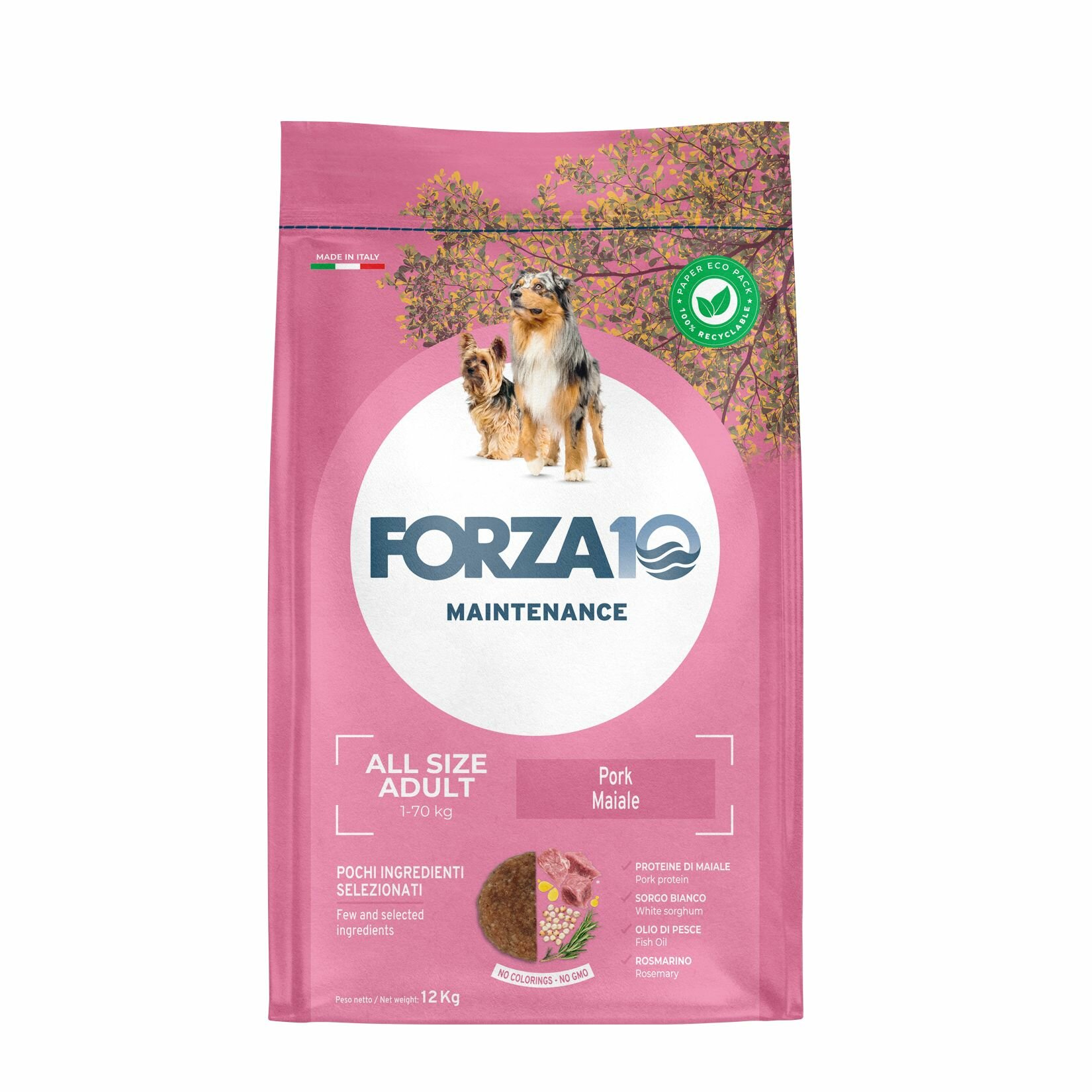 Forza10 All Breeds Adult Maintenance Maiale сухой корм для взрослых собак всех пород с диетической свининой - 12 кг