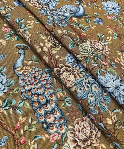 Ткань для штор и мебели, 280*100см Камден цвет 3, цветы, птицы, гобелен