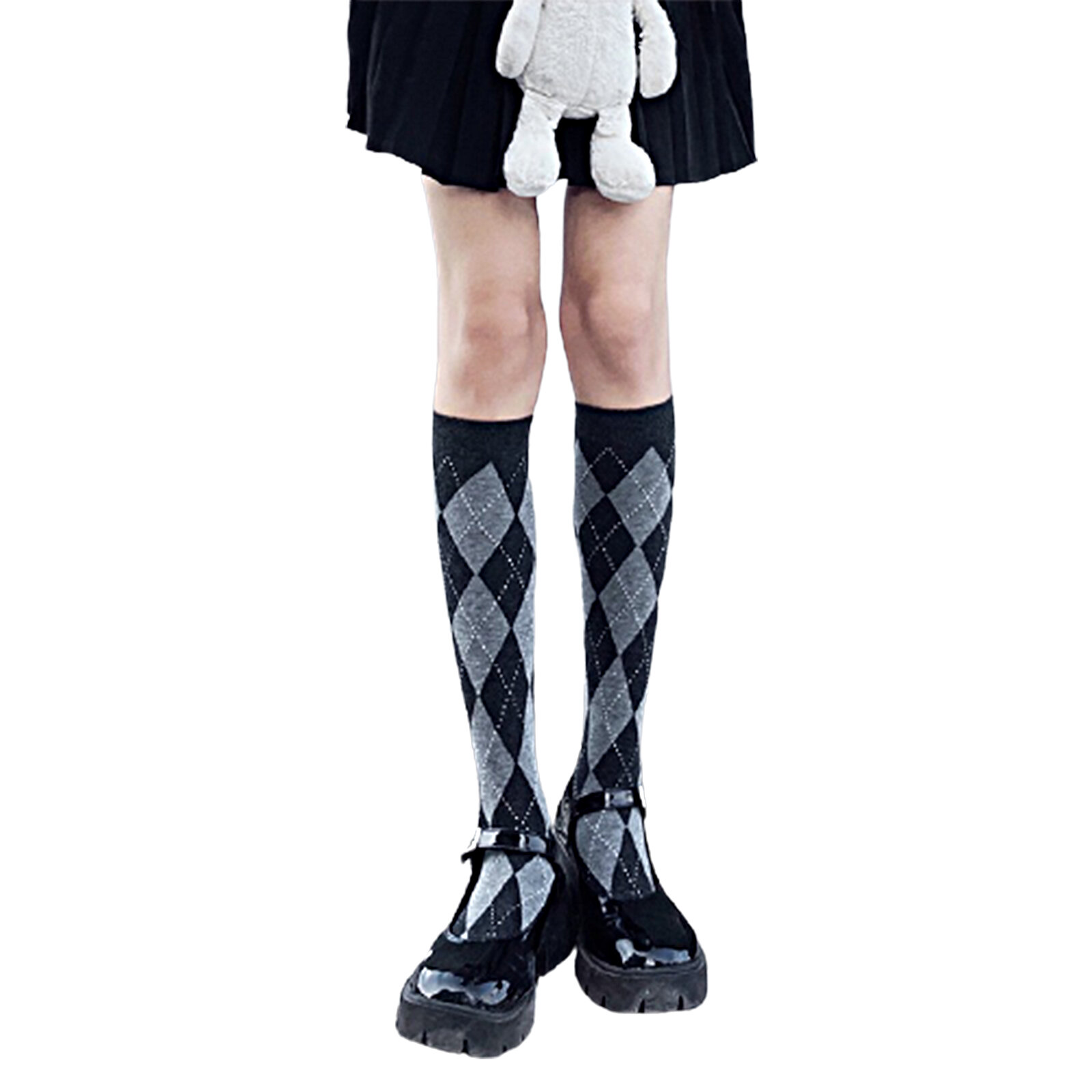 Ромбические носки из телячьей кожи jk rhombic stockings черные