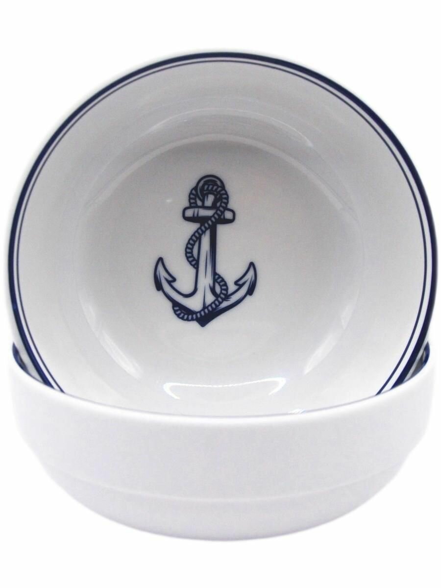 Набор тарелок для супа GrosGO, 2 тарелки 450 мл, меламин, морской дизайн