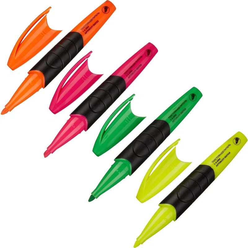 Набор текстовыделителей Комус толщина линии 1-4 мм 4 цвета, 166753