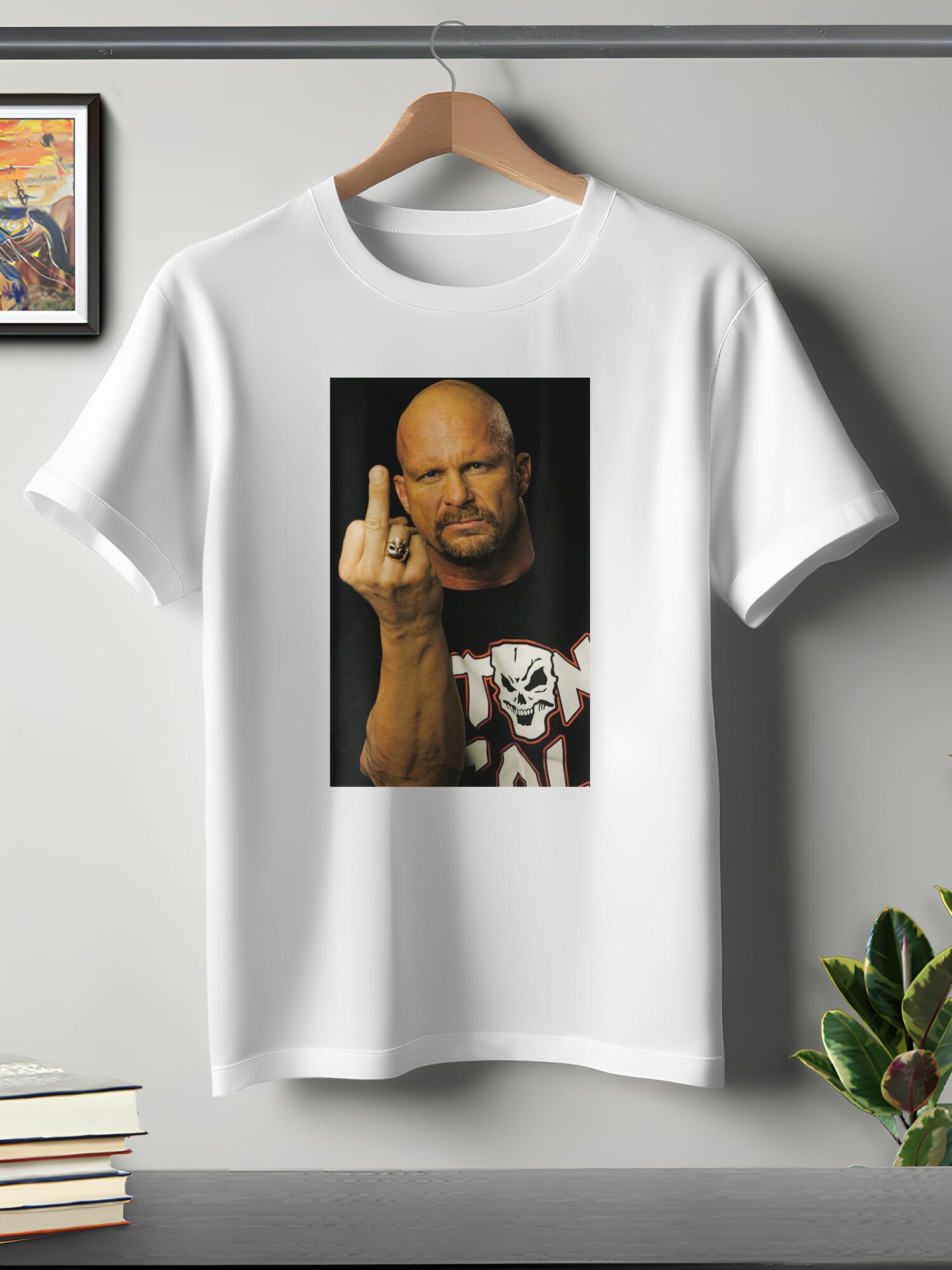 Футболка  Детская ONEQ 146 (11-12) размер с принтом Стив Остин, белая