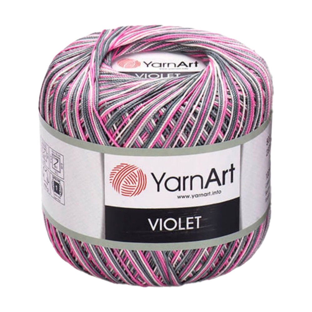 Пряжа для вязания YarnArt Violet melange 504 серый розовый 6 шт 50 гр/282 м 100% мерсеризованный хлопок