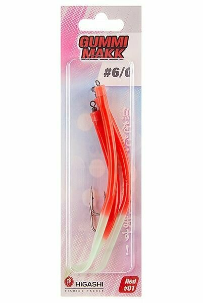 Higashi Крючок оснащенный кембриком Gummi Makk #6/0 (set-3pcs) #01 Red