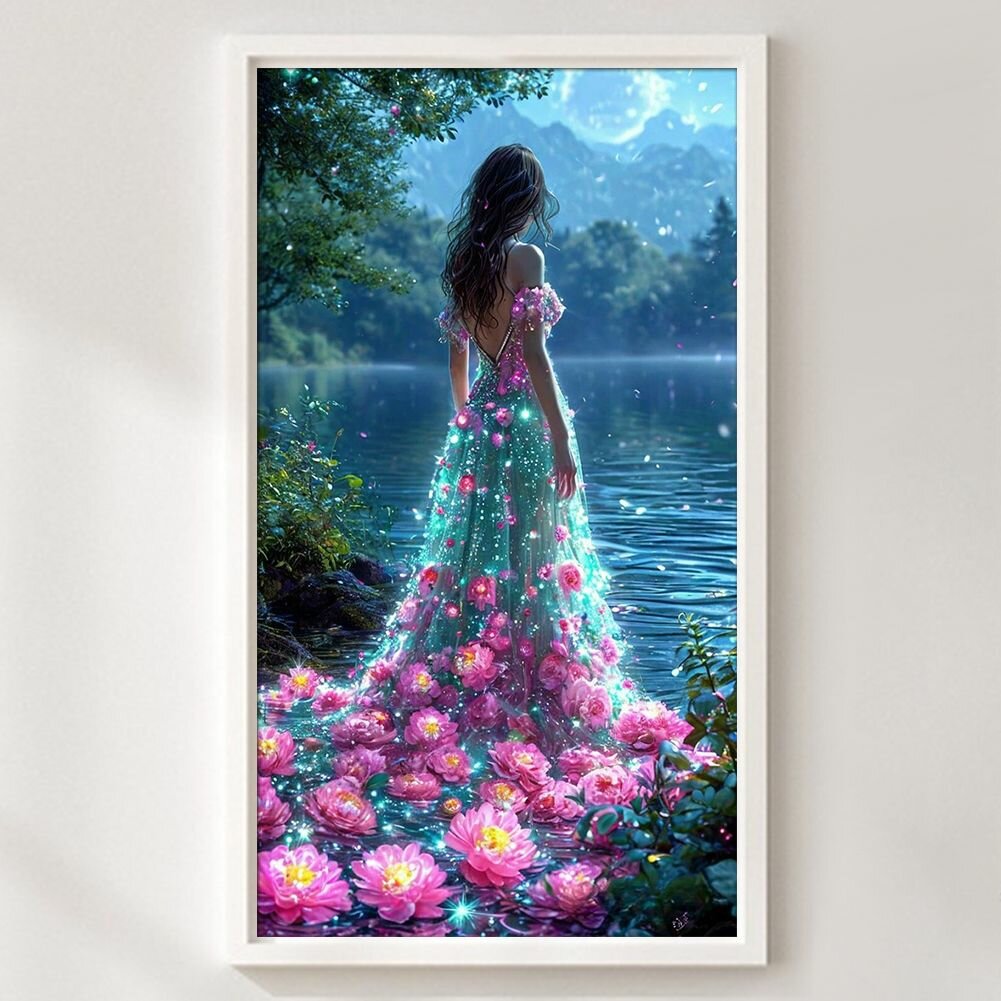 Набор для вышивания крестиком, девушка в цветочной юбке и милые персонажи аниме, украшения для дома=v=