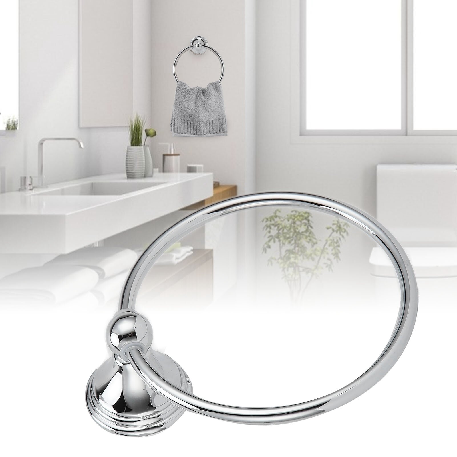 Кольцо для полотенец из нержавеющей стали, держатель ручных полотенец, настенный ремень для полотенец, ванная фурнитура (893 хромированное), материал нержавеющая сталь + цинковый сплав, вес approx. 174g / 6.1oz, в комплект входят 1 кольцо для полотенец,