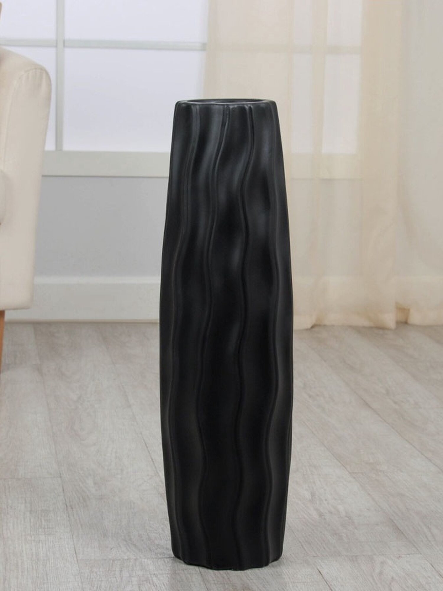 Напольная ваза Сима-ленд «Теренс», керамическая, 60 см, черная