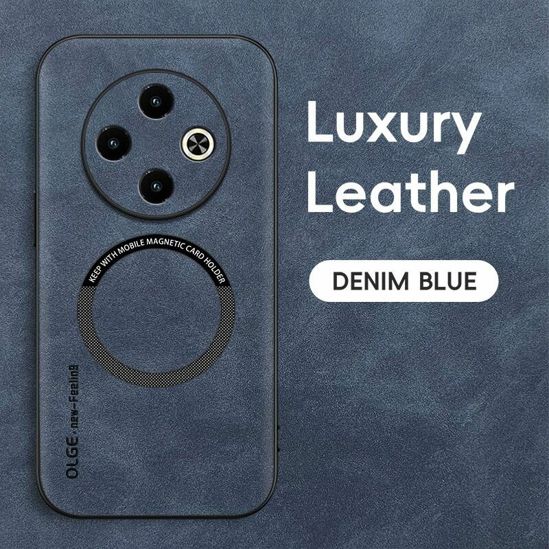 Чехол на Tecno Spark 30C MagSafe на Текно спарк 30с, Техно спарк 30 с защитная кожаная накладка с магнитом (темно-синий)