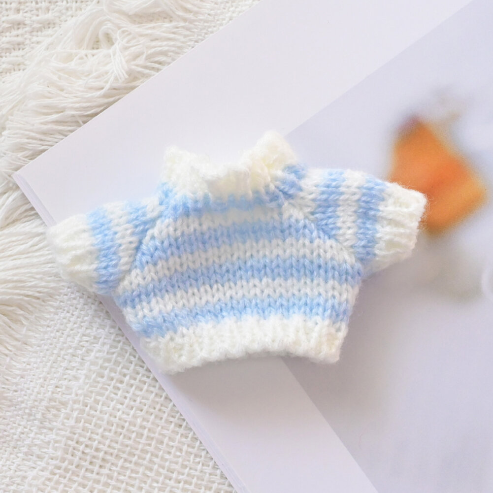 Плюшевый свитер 14 см для куклы в полоску с мультяшным узором - мини-одежда для игрушечной собаки, Без куклы