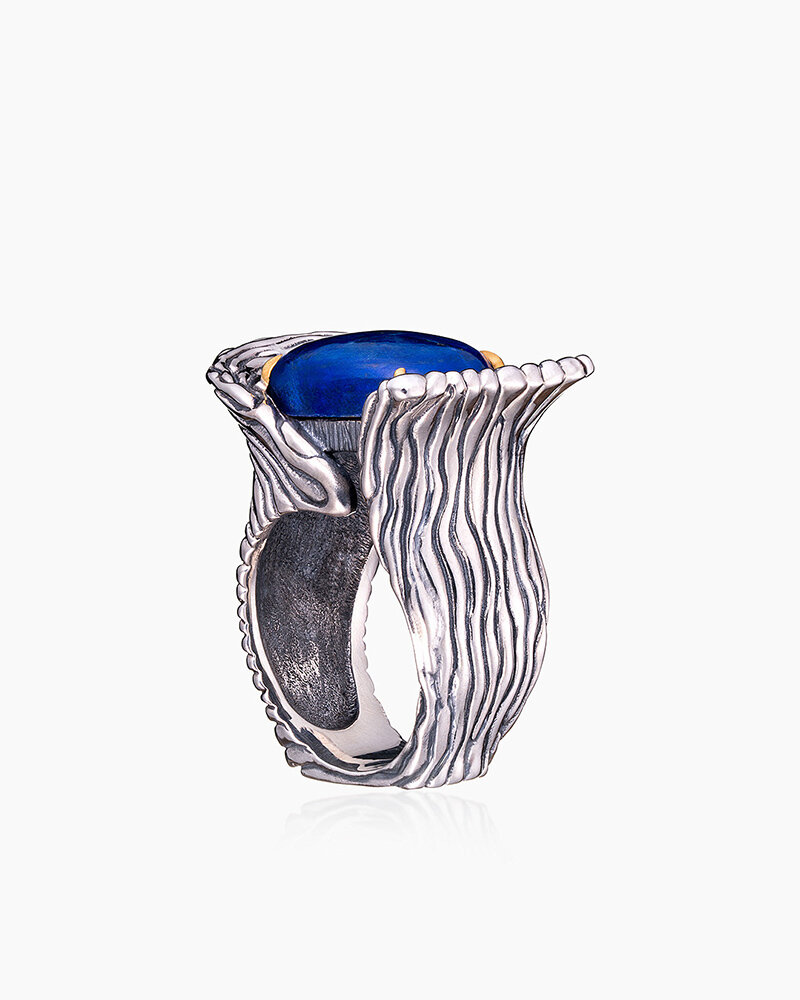 Кольцо, серебро, 925 проба, лазурит