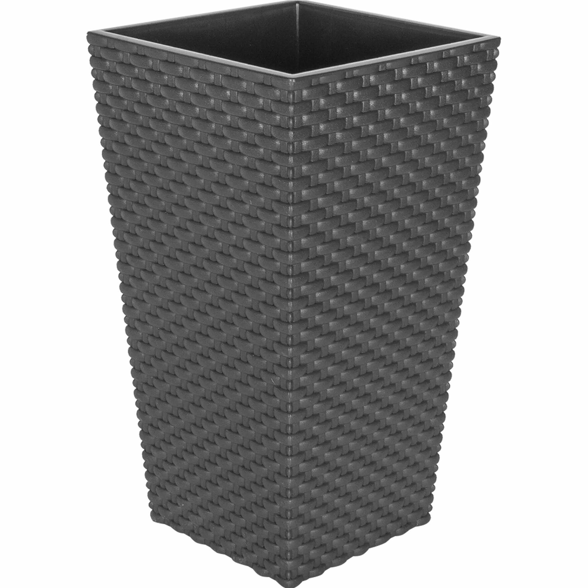 Idea Горшок цветочный Ротанг из пластика коричневый 20×20×36 см, объём 5,5 л для дома