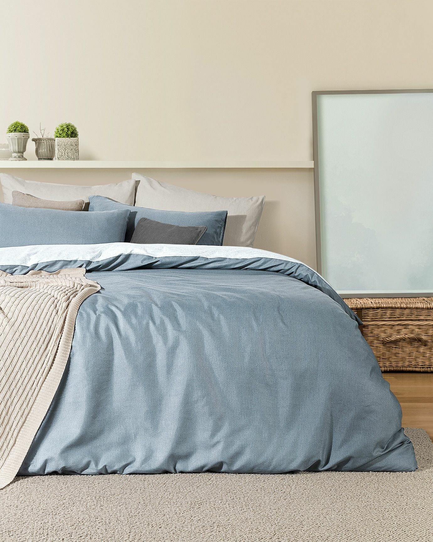 Постельное белье семейное. 2 пододеяльника 160х220 + 2 наволочки 50х70 + простынь 230х260. Цвет: Синий