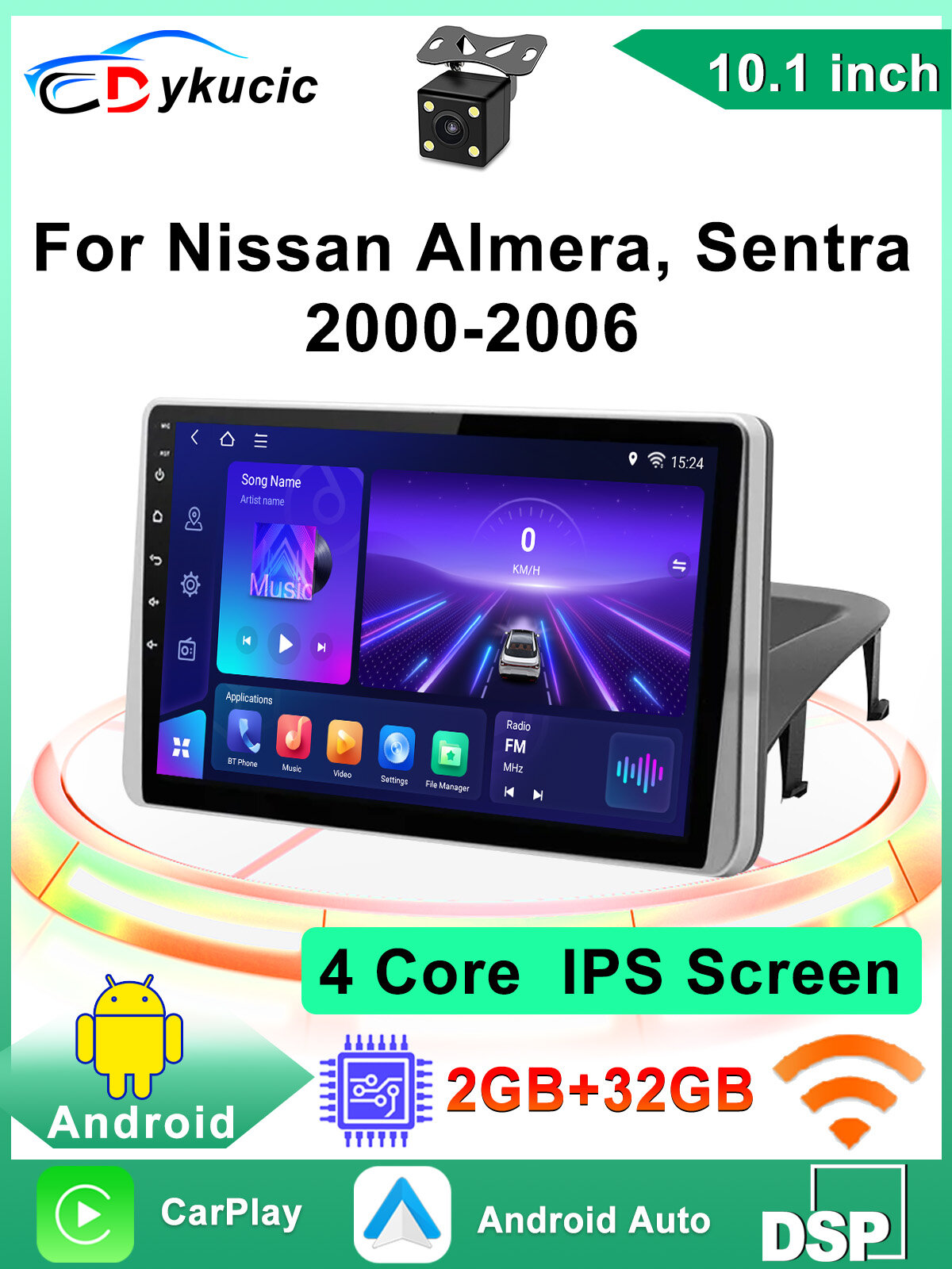 Магнитола для Nissan Almera, Sentra 2000-2006,4 ядерный процессор, Wifi, андроид штатная автомагнитола