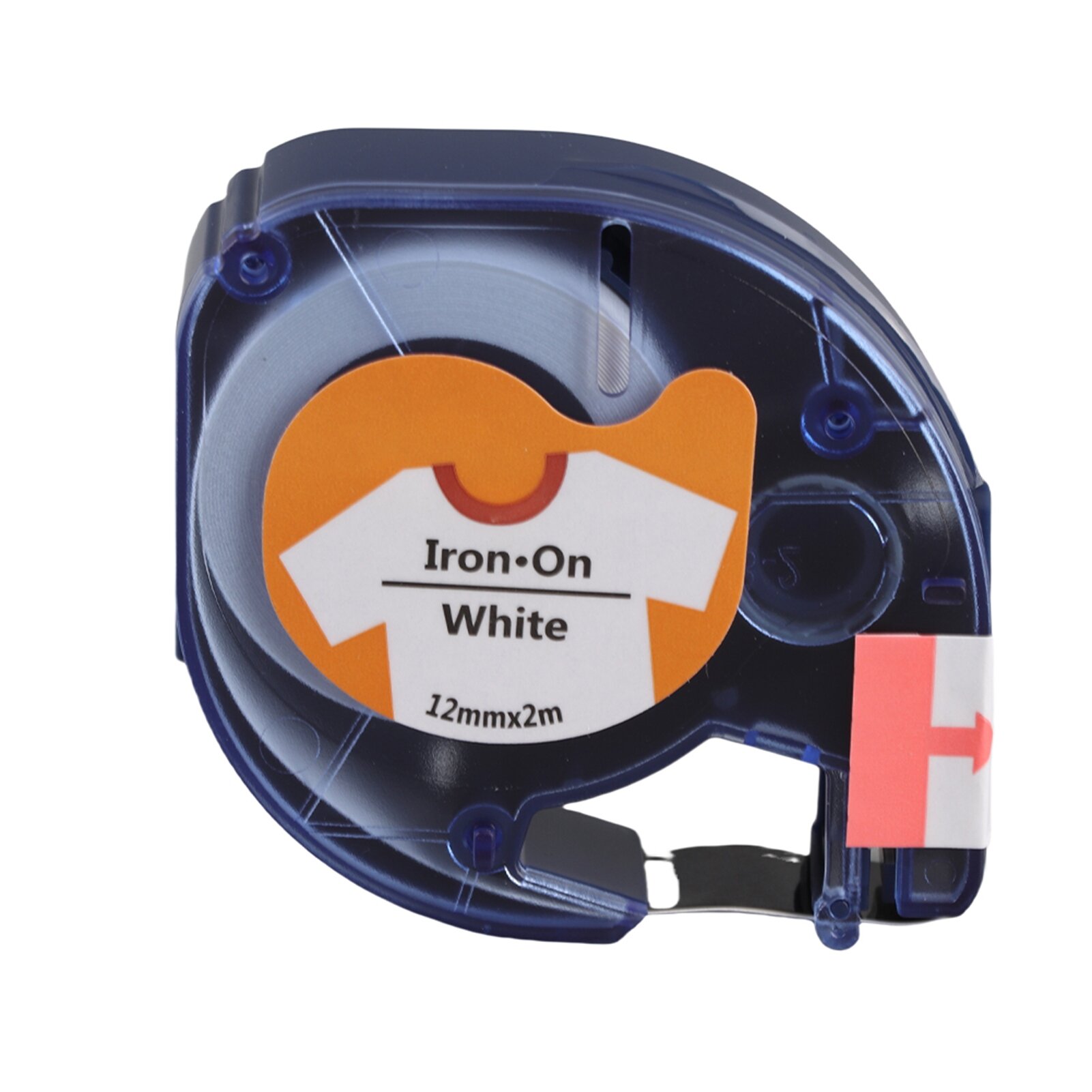 Лента для печати этикеток, тканевая, для глажения, черная на белом фоне, для этикетировочной машины Dymo, 12 мм x 2 метра.