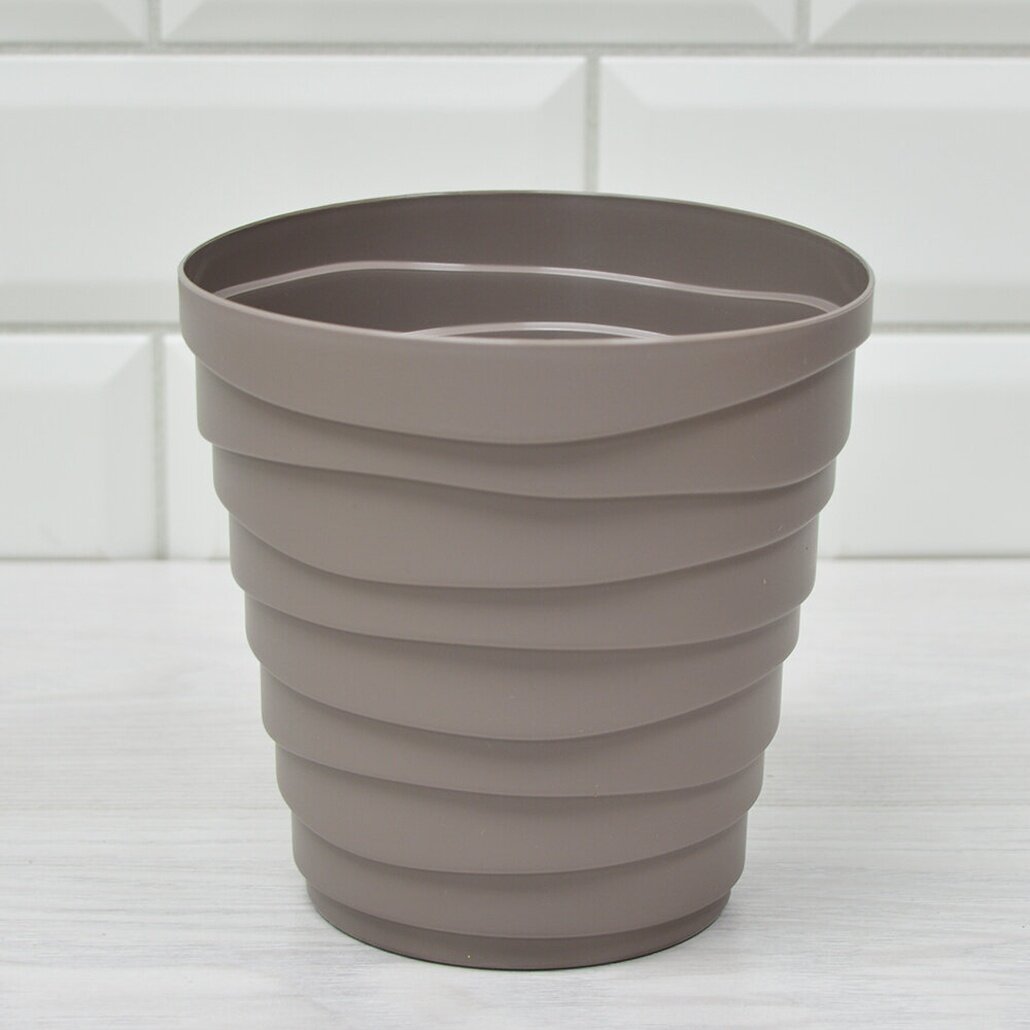 Кашпо пластиковое «Бархан» 1,4л мокачино, стильное для комнатных растений
