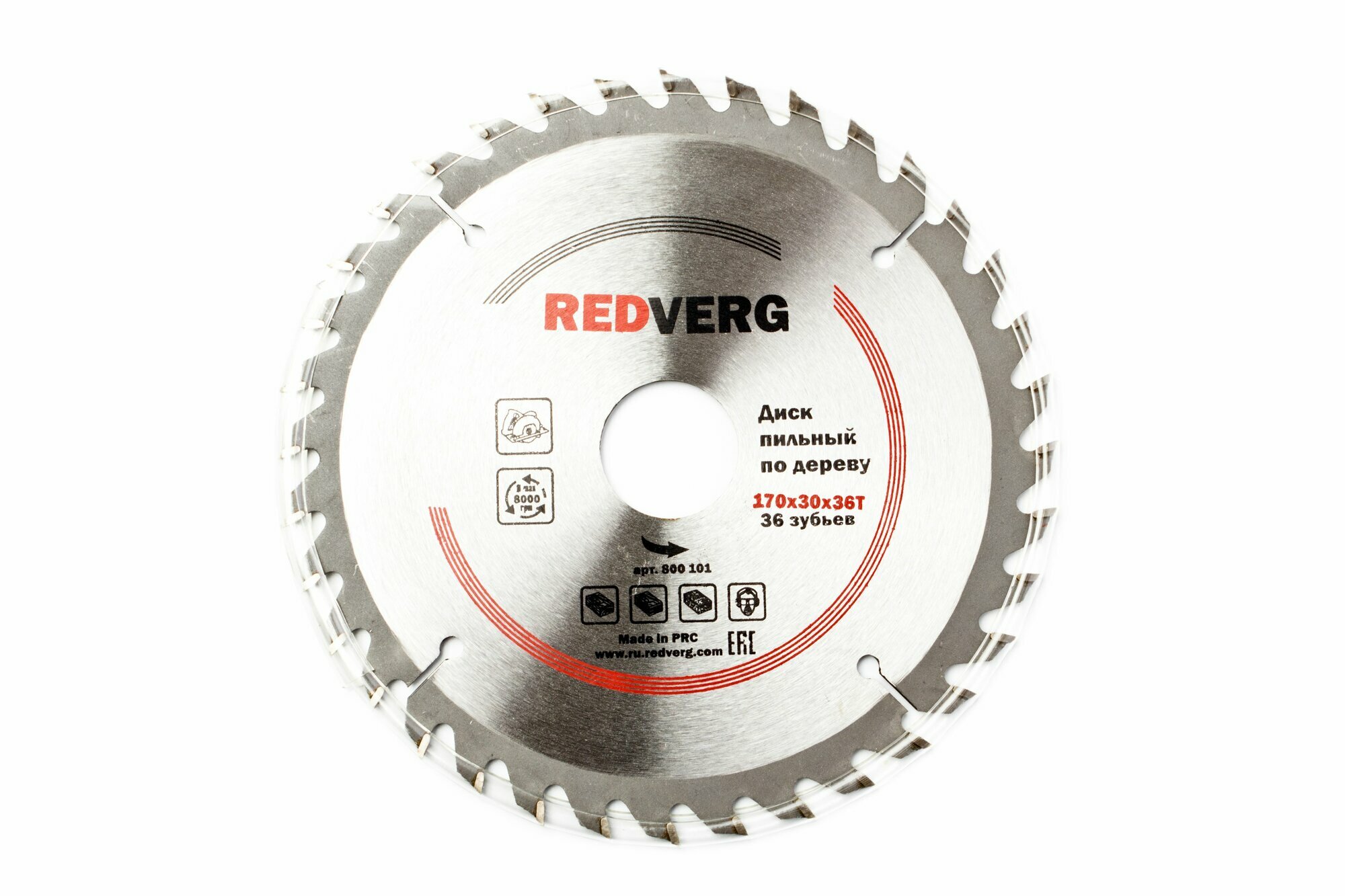 Диск пильный по дереву REDVERG твердосплавный 170х30/20/16 мм, 36 зубьев(800101)