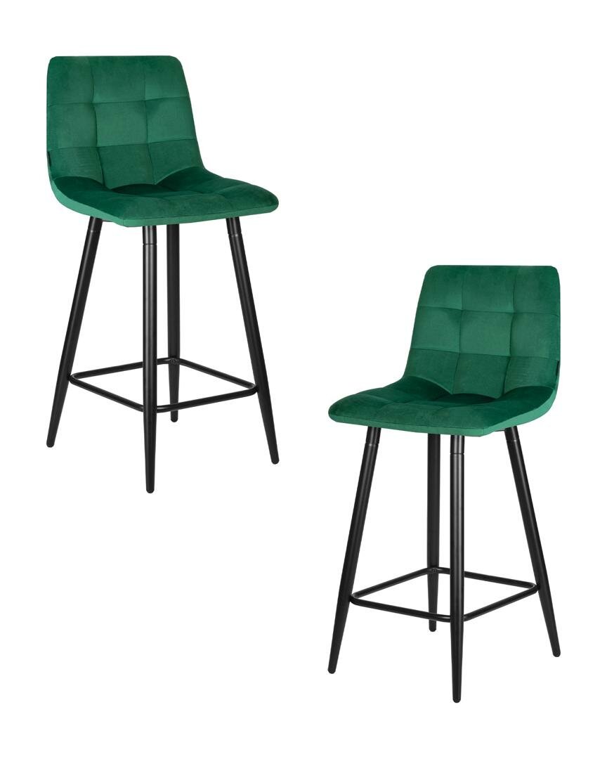 Стул полубарный DOBRIN Набор 2 шт Стул полубарный DOBRIN OLIVIA, черные матовые ножки, зелёный велюр (108-64) арт. LML-8078-1-N_B-M_V-V108-64
