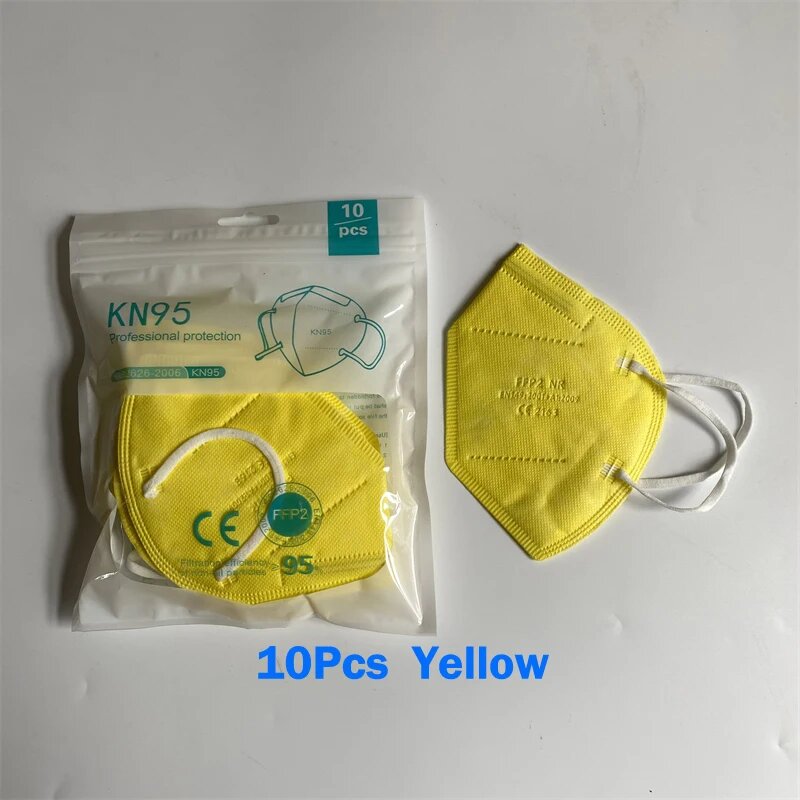 Многоразовые защитные маски FFP2 KN95 jiansu розовые для взрослых Желтый, 10Pcs Yellow