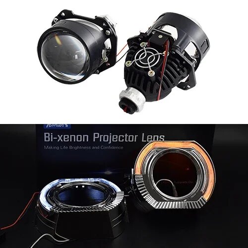 Ronan 40 Вт 2,5 'Bi светодиодный объектив для гнезда H1 H4 H7 9005/9006 Автомобильная фара модернизация полный комплект со светодиодный Ной оболочкой белый желтый 4300к, With Mask-BMS-WY