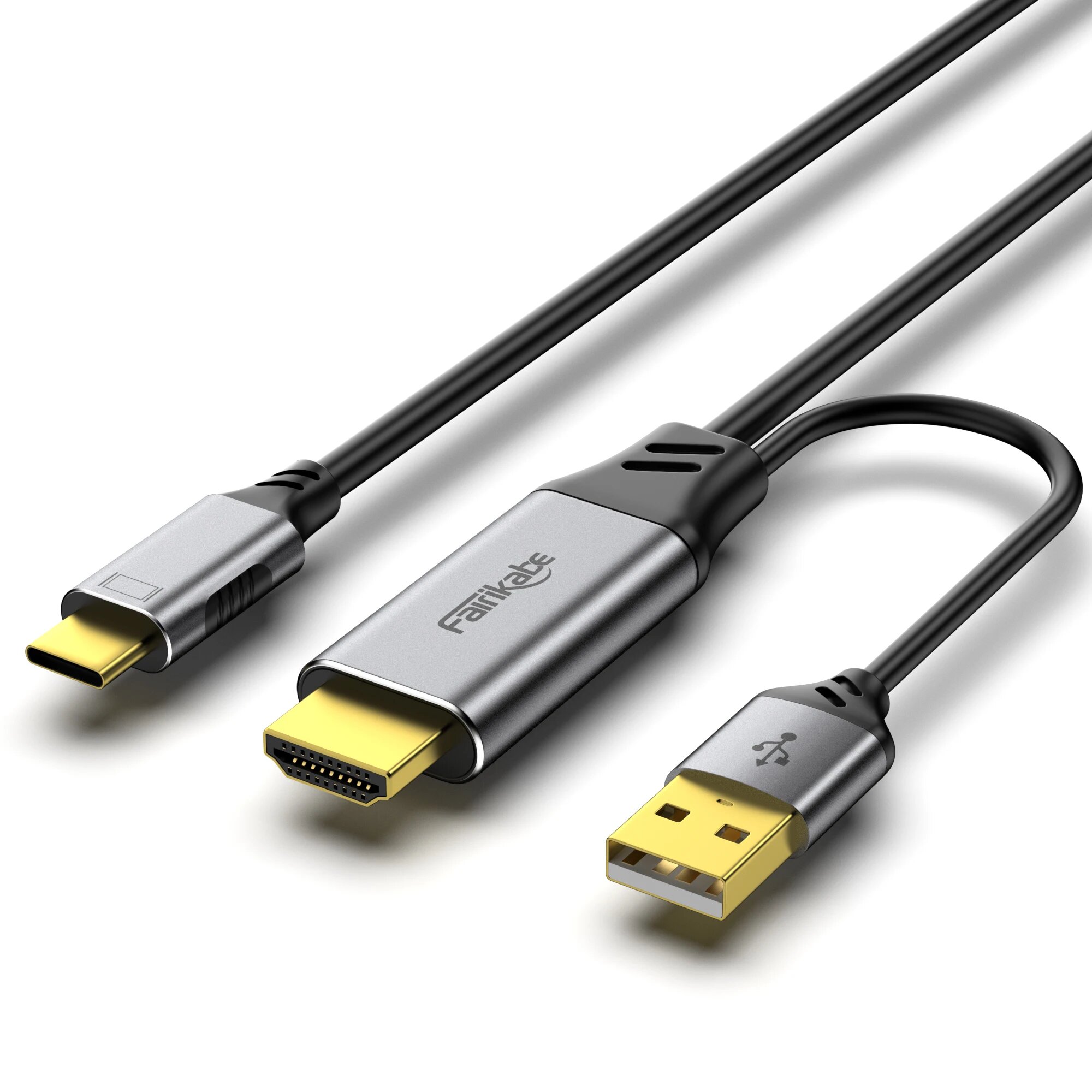 Fairikabe HDMI-USB C кабель 6.6 футов для монитора, HDMI to USB C Cable, 2 м