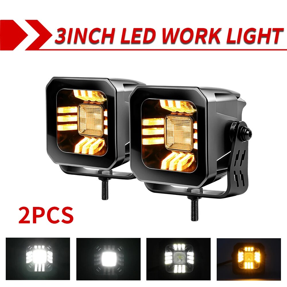 2шт 3" LED Фонарь для внедорожника, грузовика, лодки, ATV, UTV, Jeep, 3500K, 650