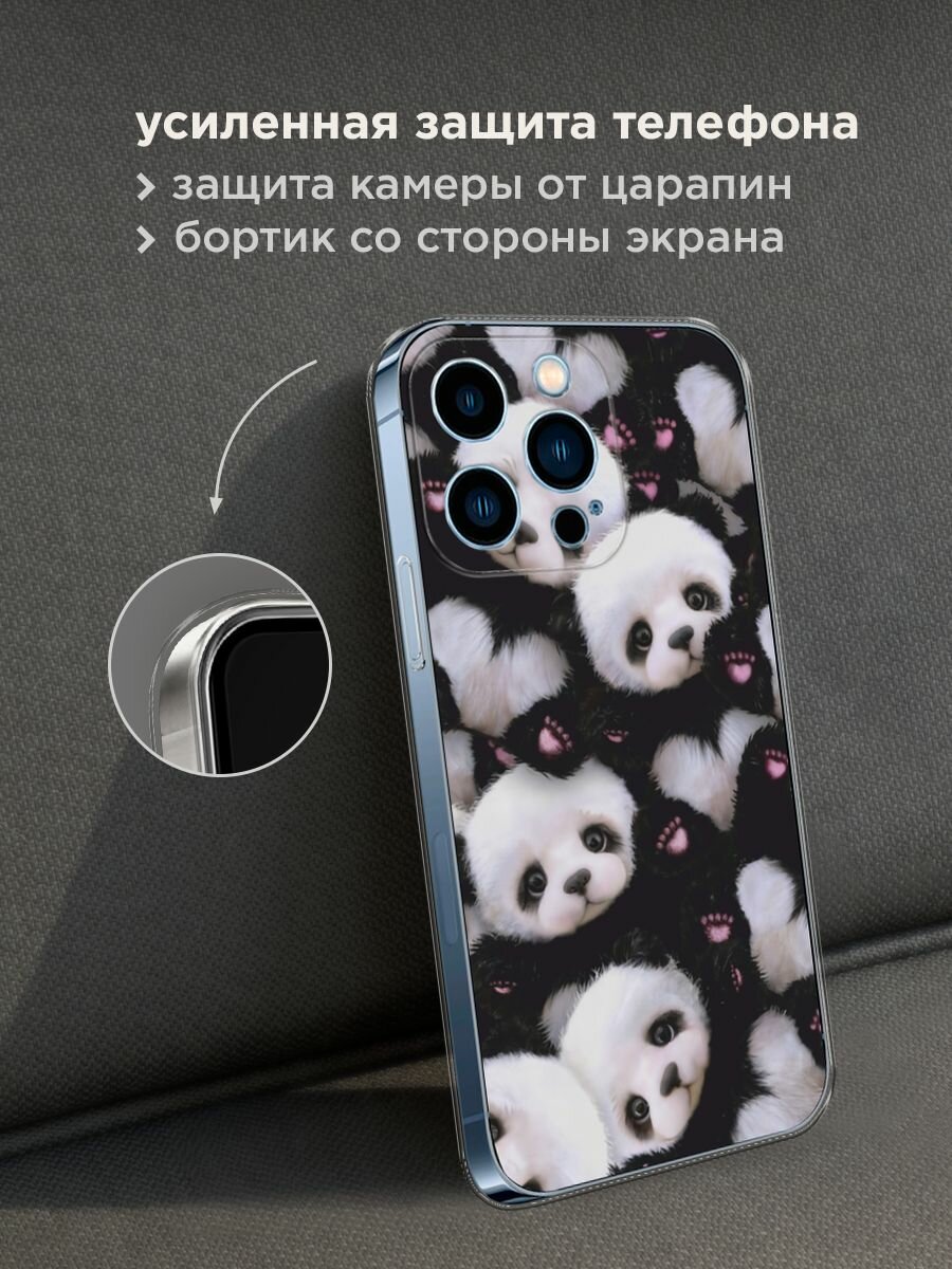 Чехол на Apple iPhone 13 Pro / Айфон 13 Про с принтом "Море панд" — фото 1