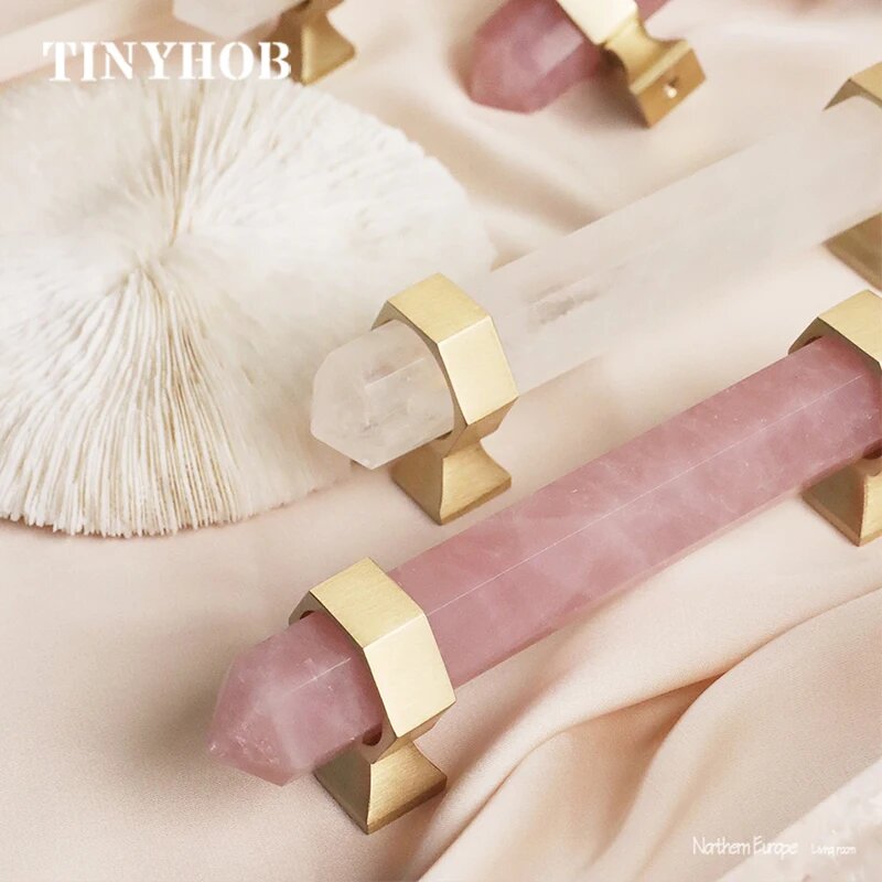 Ручки для шкафов TINYHOB из натурального кристалла и латуни