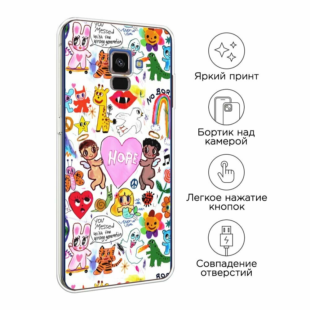 Чехол на Samsung Galaxy A8 2018 / Самсунг Галакси А8 2018 с принтом "Милые рисунки" — фото 1