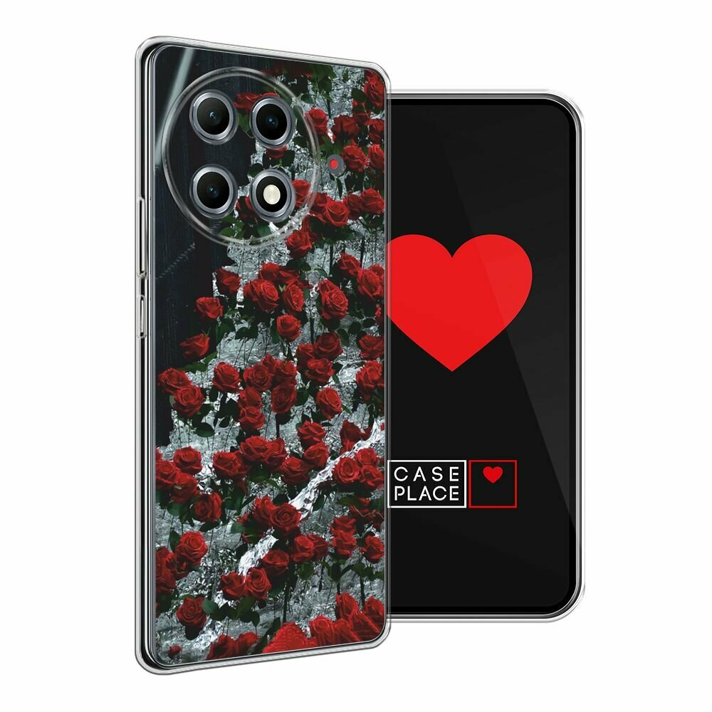 Чехол на Tecno Camon 30S Pro / Текно Камон 30S Про с принтом Цветущие алые розы — фото 1