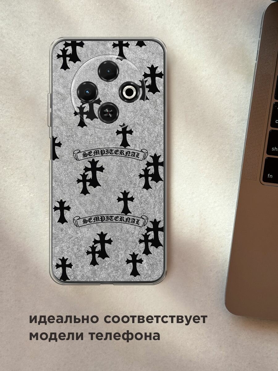 Чехол на Tecno Spark 30C / Текно Спарк 30C с принтом "Кресты паттерн 3" — фото 1