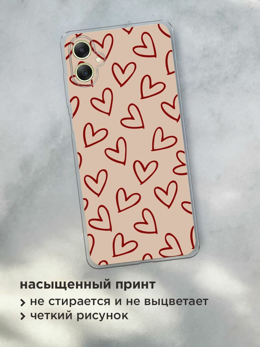 Чехол на Samsung Galaxy A06 / Самсунг Галакси А06 с принтом "Little hearts doodles 1 - 14 февраля" — фото 1