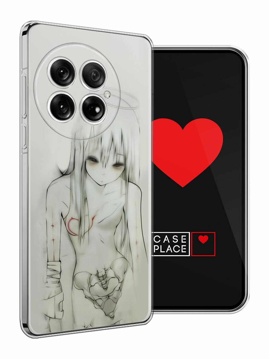 Чехол на OnePlus 13 / Ван Плас 13 с принтом "Аниме рисунок чёрно-белый" — фото 1