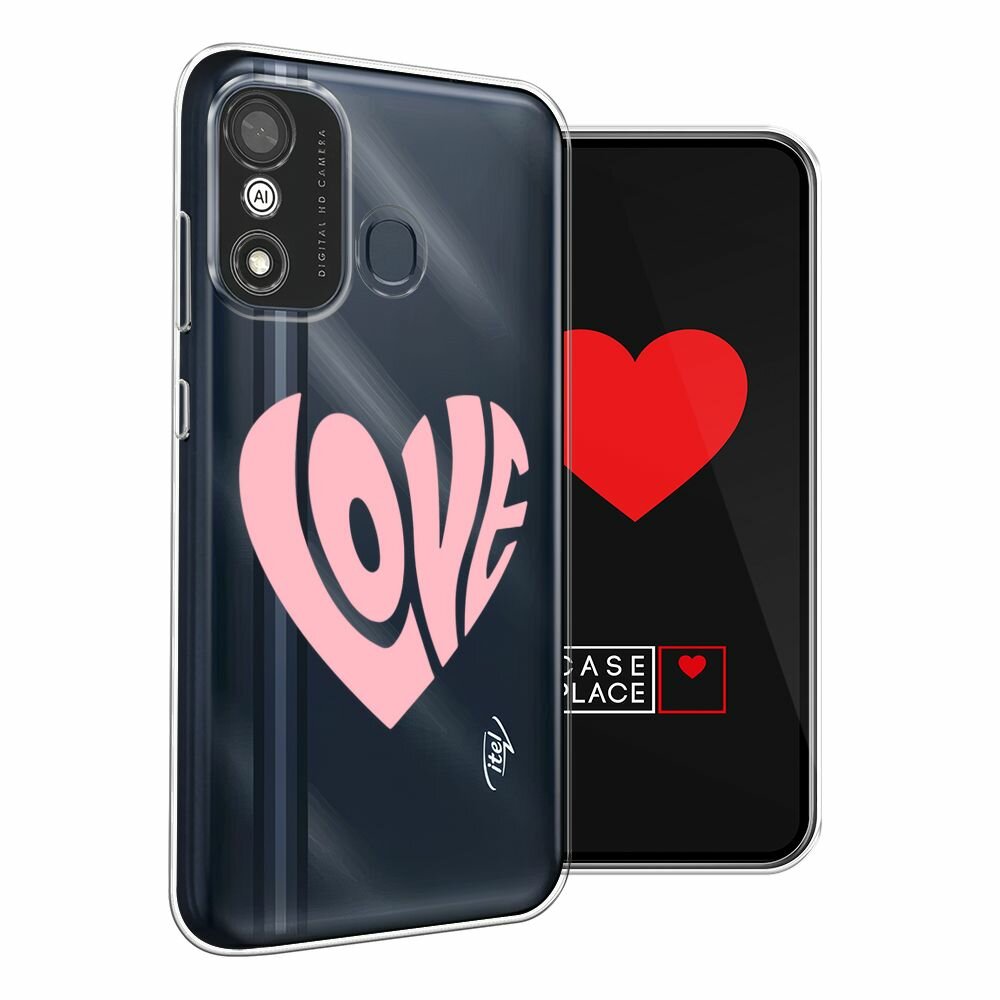 Чехол на Itel A27 / Ител А27 с принтом "Love heart 3 - 14 февраля", прозрачный — фото 1