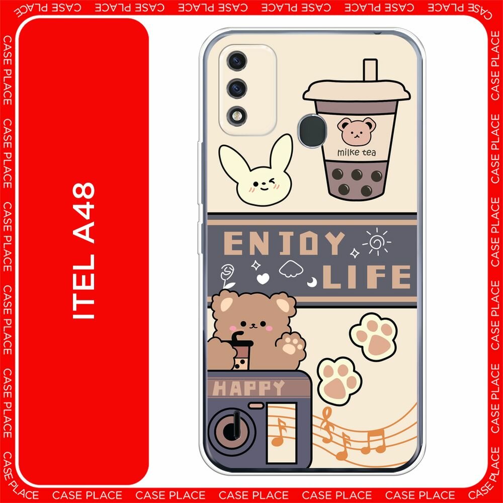 Силиконовый чехол на Itel A48 / Ител А48 с принтом "Enjoy life 1"