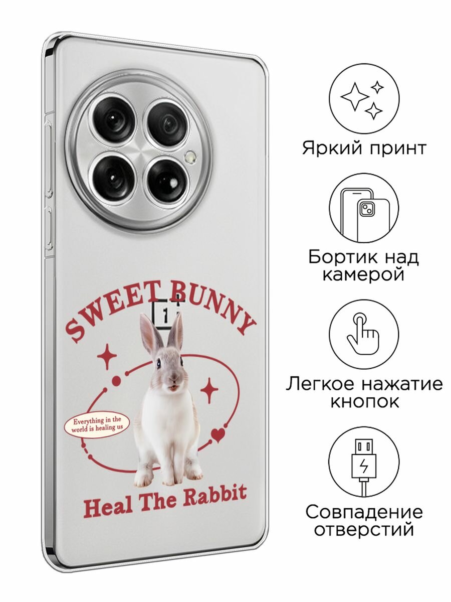 Чехол на OnePlus 13 / Ван Плас 13 с принтом "Heal the rabbit", прозрачный — фото 1