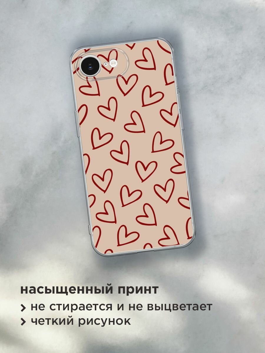 Чехол на Apple iPhone 16e/17e / Айфон 16е/17e с принтом "Little hearts doodles 1 - 14 февраля" — фото 1