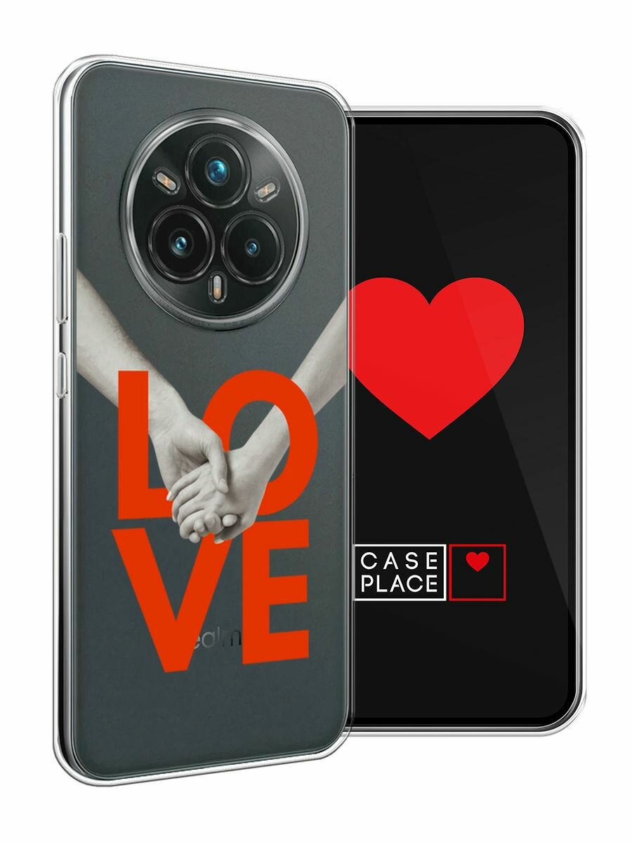 Чехол на Realme 14 Pro / Реалми 14 Про с принтом "Love holding hands - 14 февраля", прозрачный — фото 1