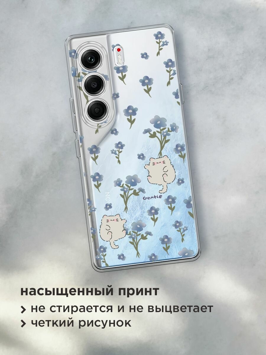 Чехол на Tecno Camon 40 Pro 5G / Текно Камон 40 Про 5G с принтом "Gentle cats", прозрачный — фото 1