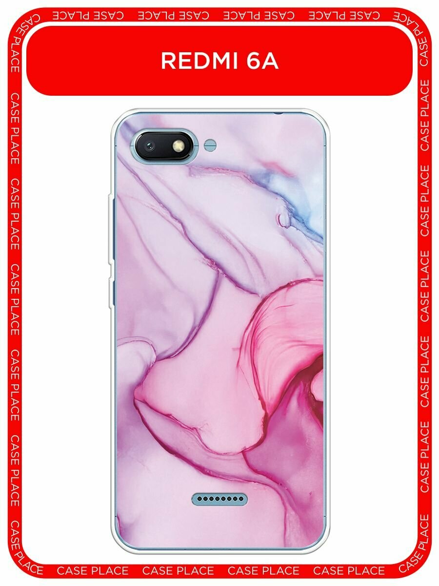 Чехол на Xiaomi Redmi 6A / Сяоми Редми 6А с принтом "Розовые мраморные разводы"