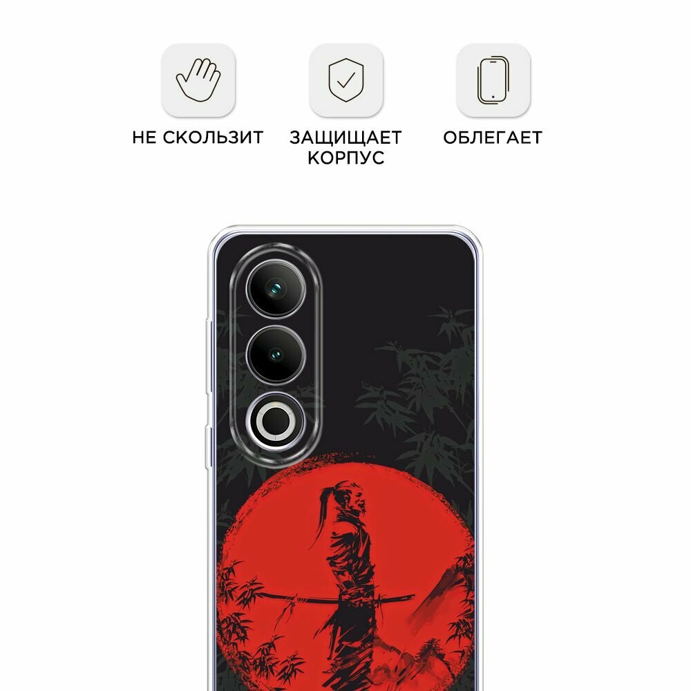 Чехол на Oneplus Ace 3V / Ван Плас Эйс 3V с принтом "Самурай на красном фоне" — фото 1